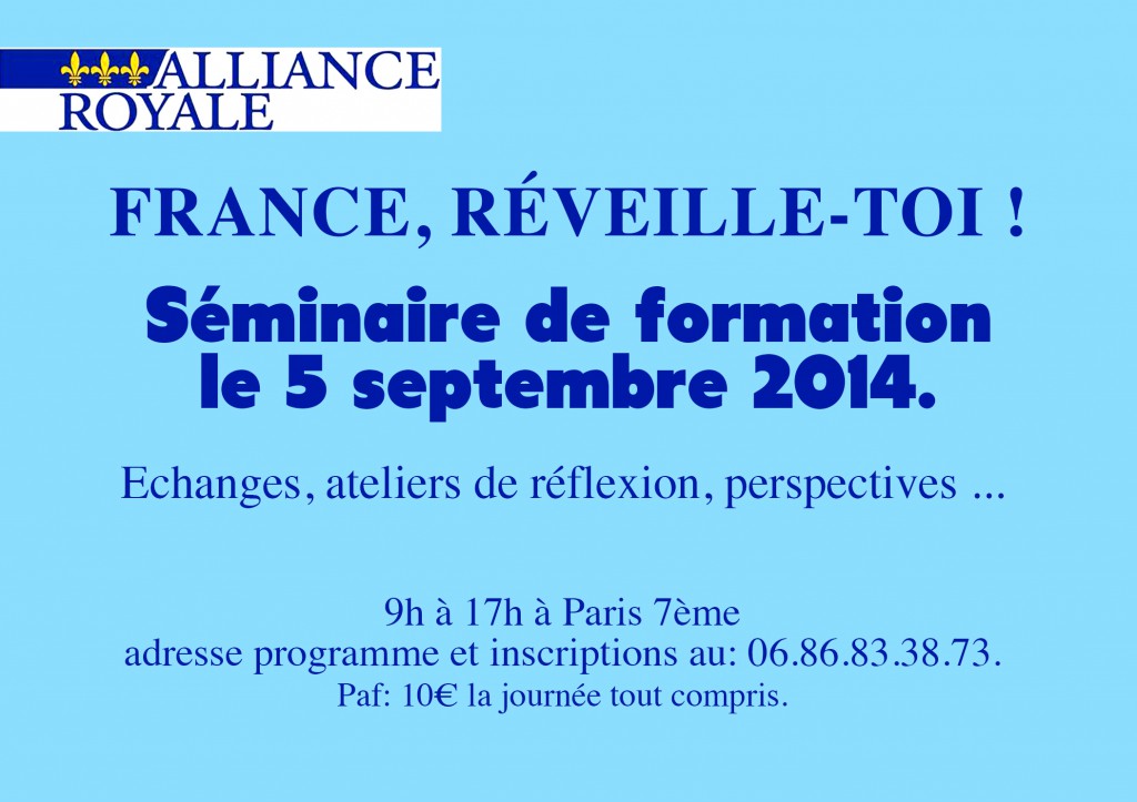 Séminaire de formation vendredi 5 septembre – Alliance Royale